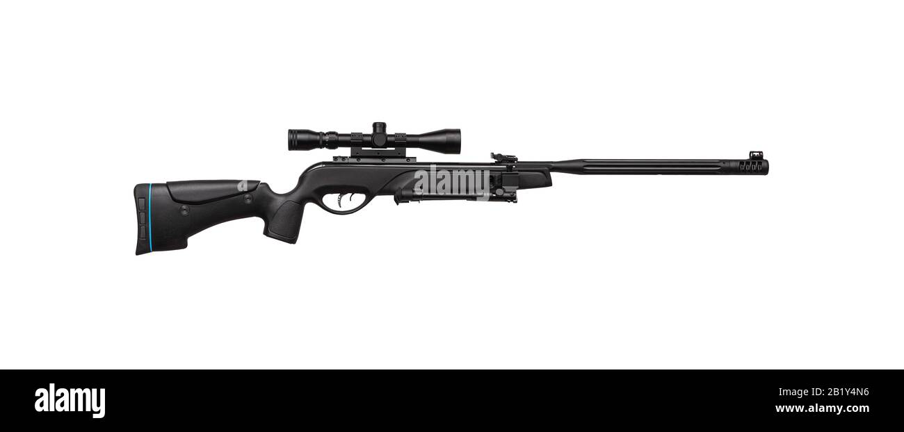 Pneumatic rifle with a telescopic sight. Modern air rifle on a bipod ...