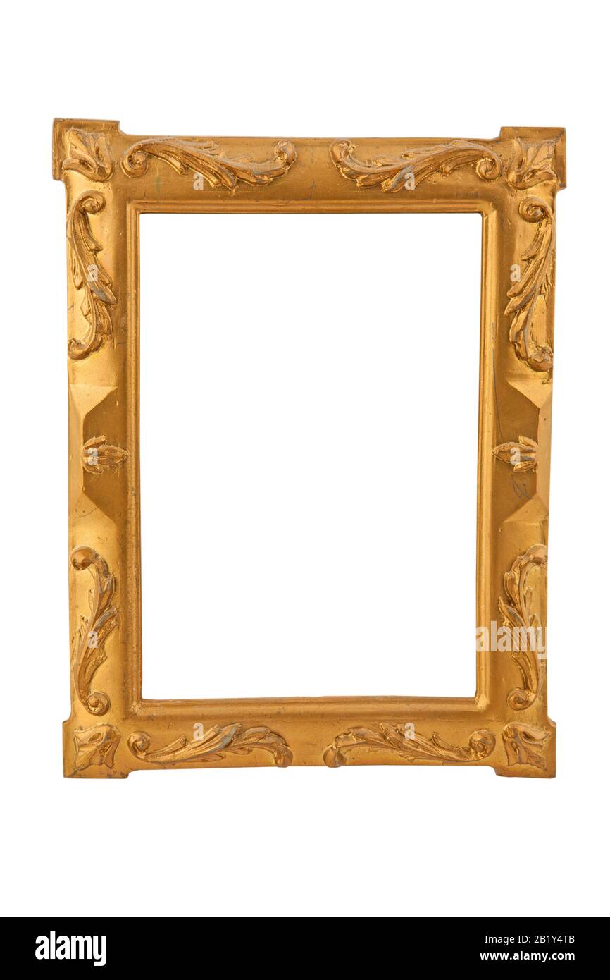 golden rustic frame isolated on white background Stock Photo - Alamy