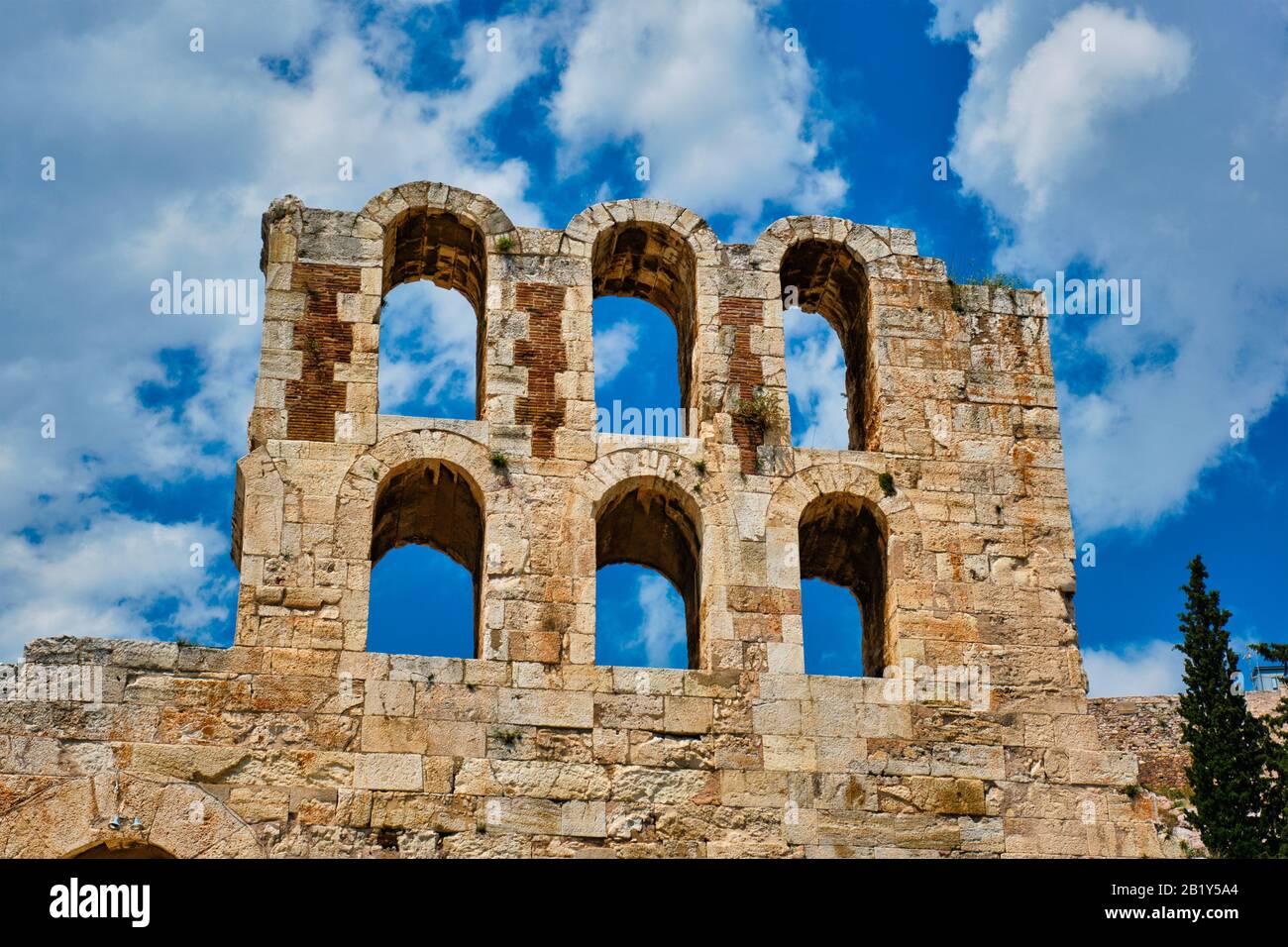 Ruins of Odeon of Herodes Atticus Roman theater. Athens, Greece Stock ...