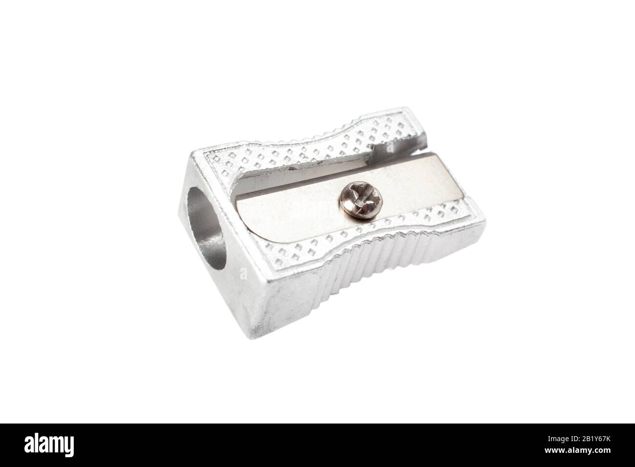 isolated pencil sharpener on white background with focus on the middle ...