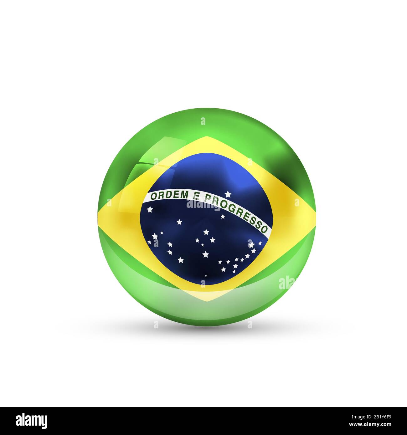 Brazil flag projected as a glossy sphere on a white background Stock ...
