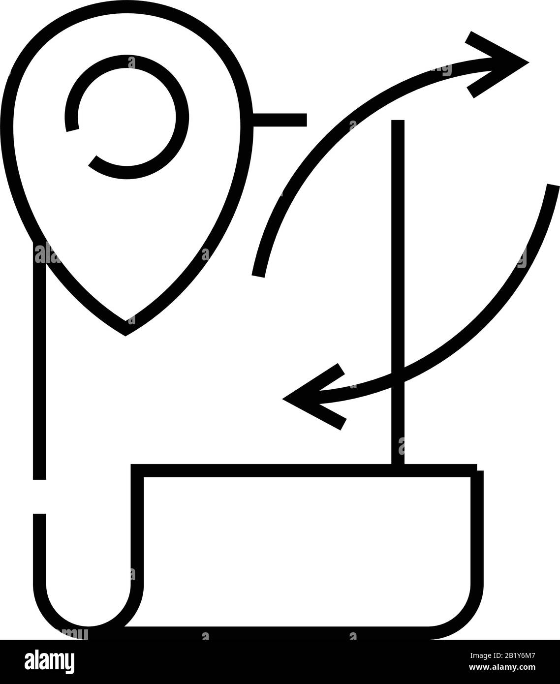 Location route line icon, concept sign, outline vector illustration ...