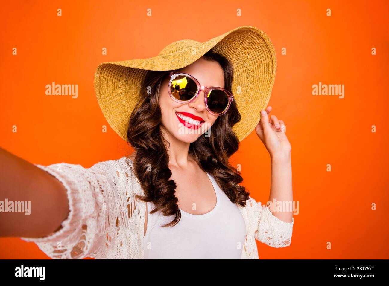 Photo of cheerful positive cute pretty sweet gorgeous girlfriend ...