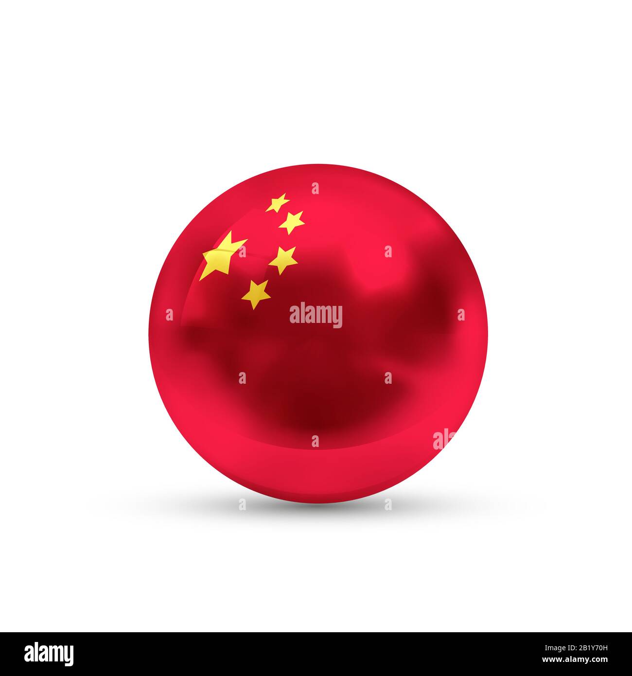 China flag projected as a glossy sphere on a white background Stock ...
