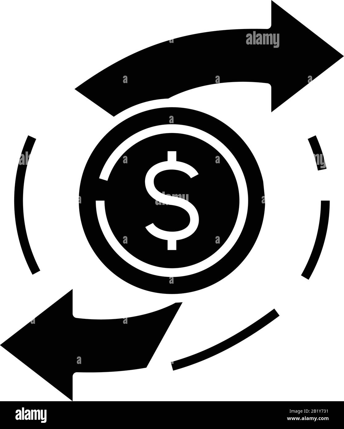 Currency swap black icon, concept illustration, vector flat symbol ...