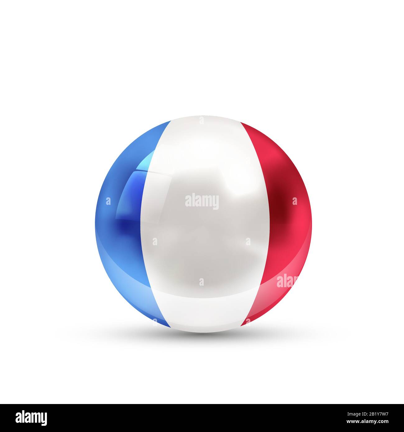 France flag projected as a glossy sphere on a white background Stock ...