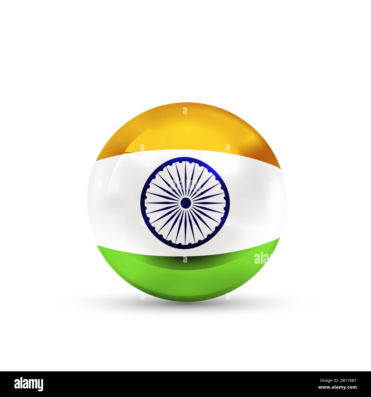 India flag projected as a glossy sphere on a white background.jpg Stock ...