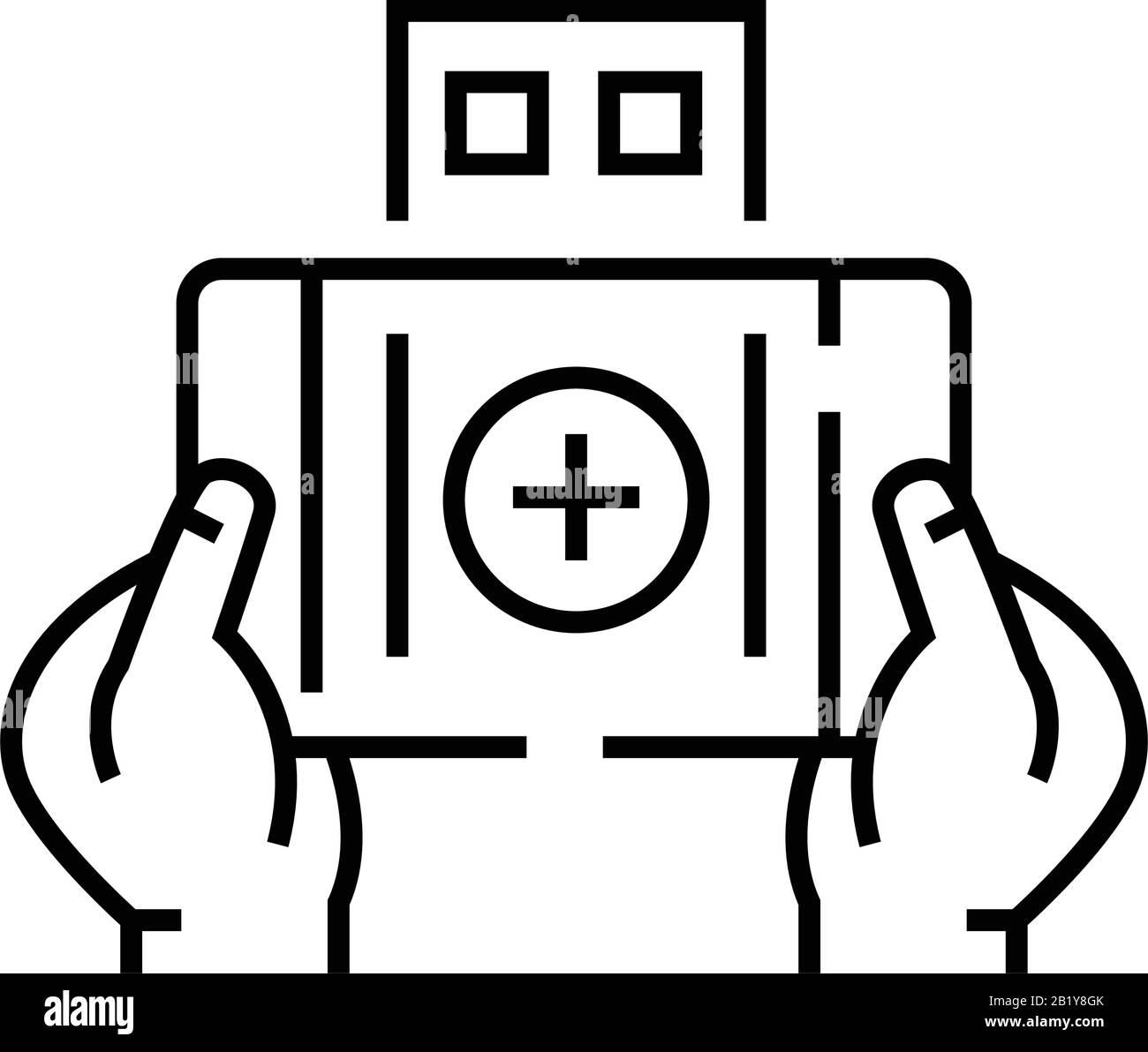 Mobile augmented reality line icon, concept sign, outline vector ...