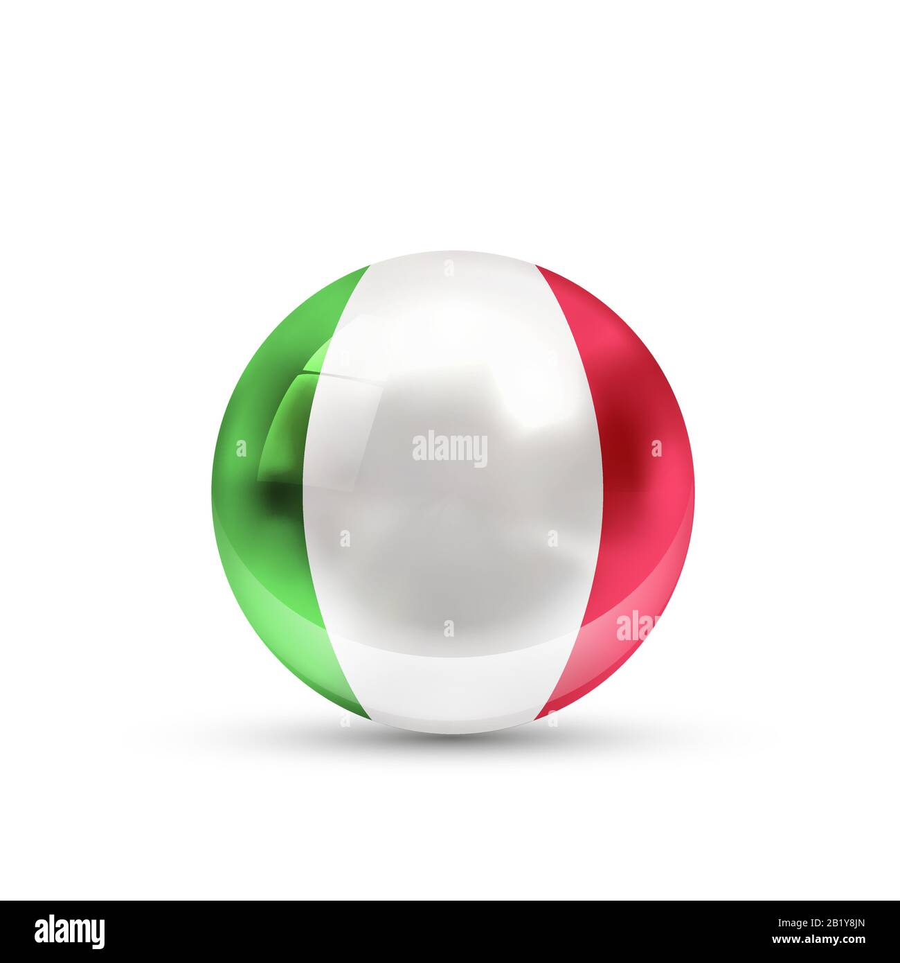 Italy flag projected as a glossy sphere on a white background Stock ...