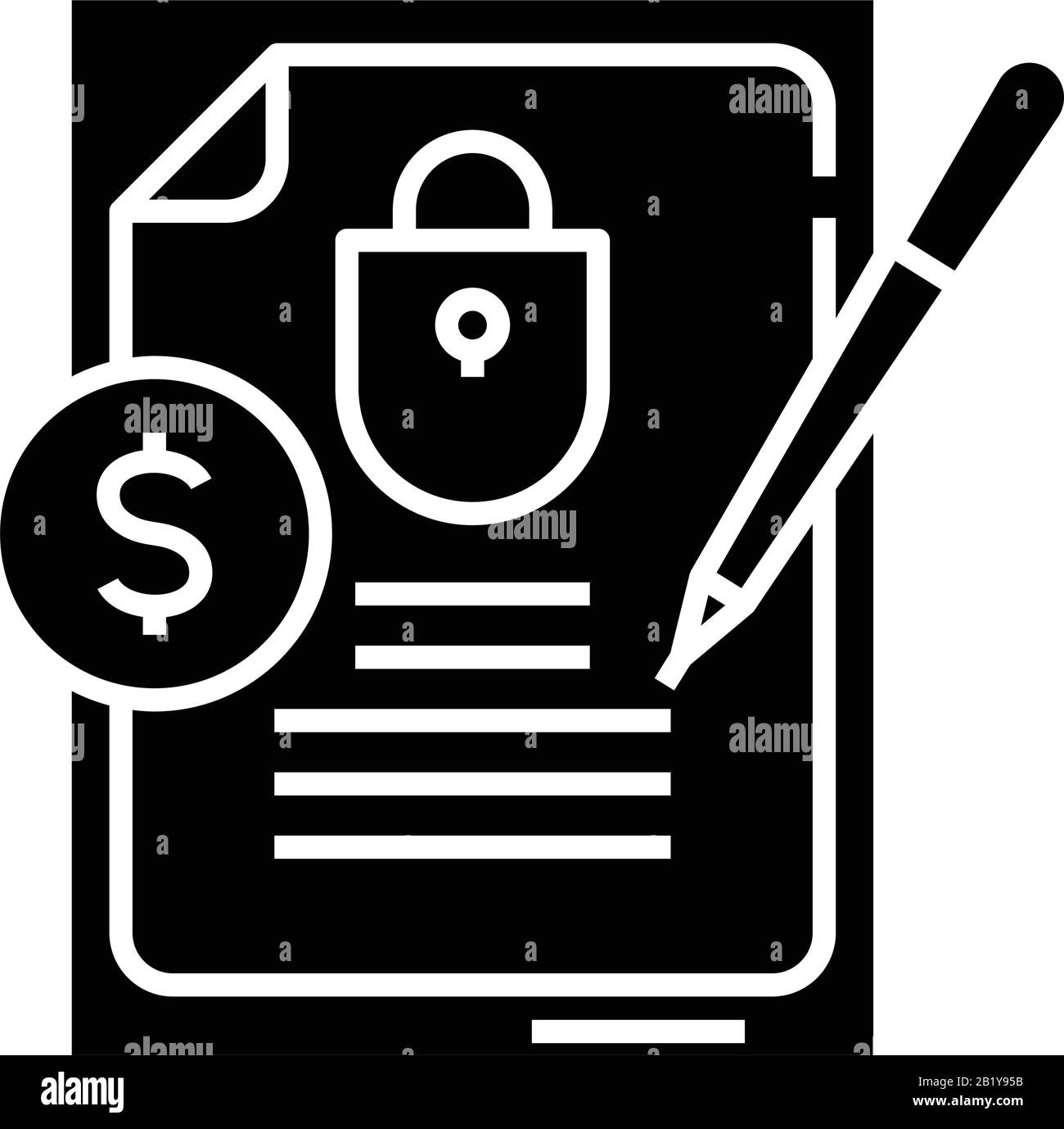 Confidential report black icon, concept illustration, vector flat ...