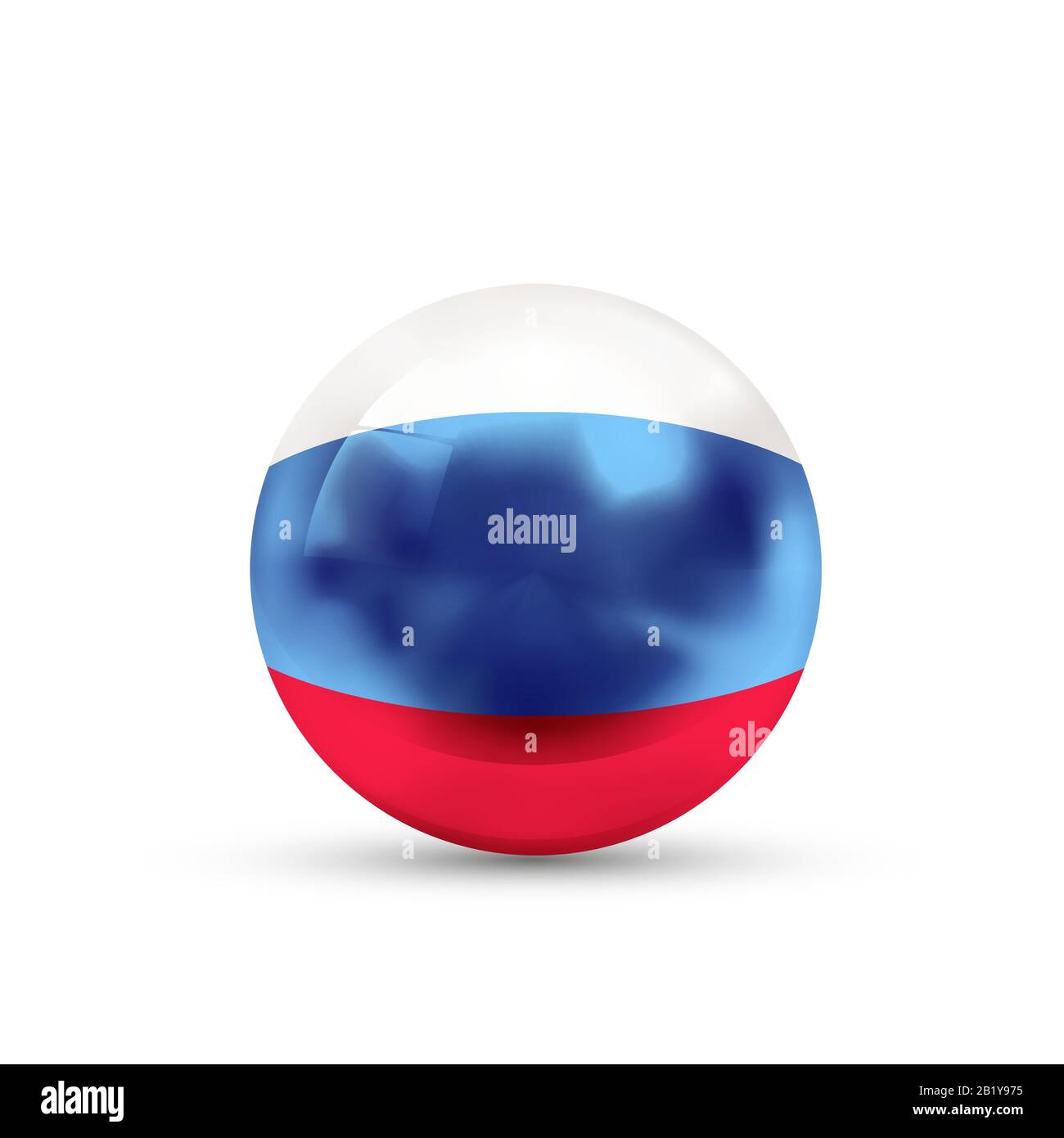 Russia flag projected as a glossy sphere on a white background Stock ...