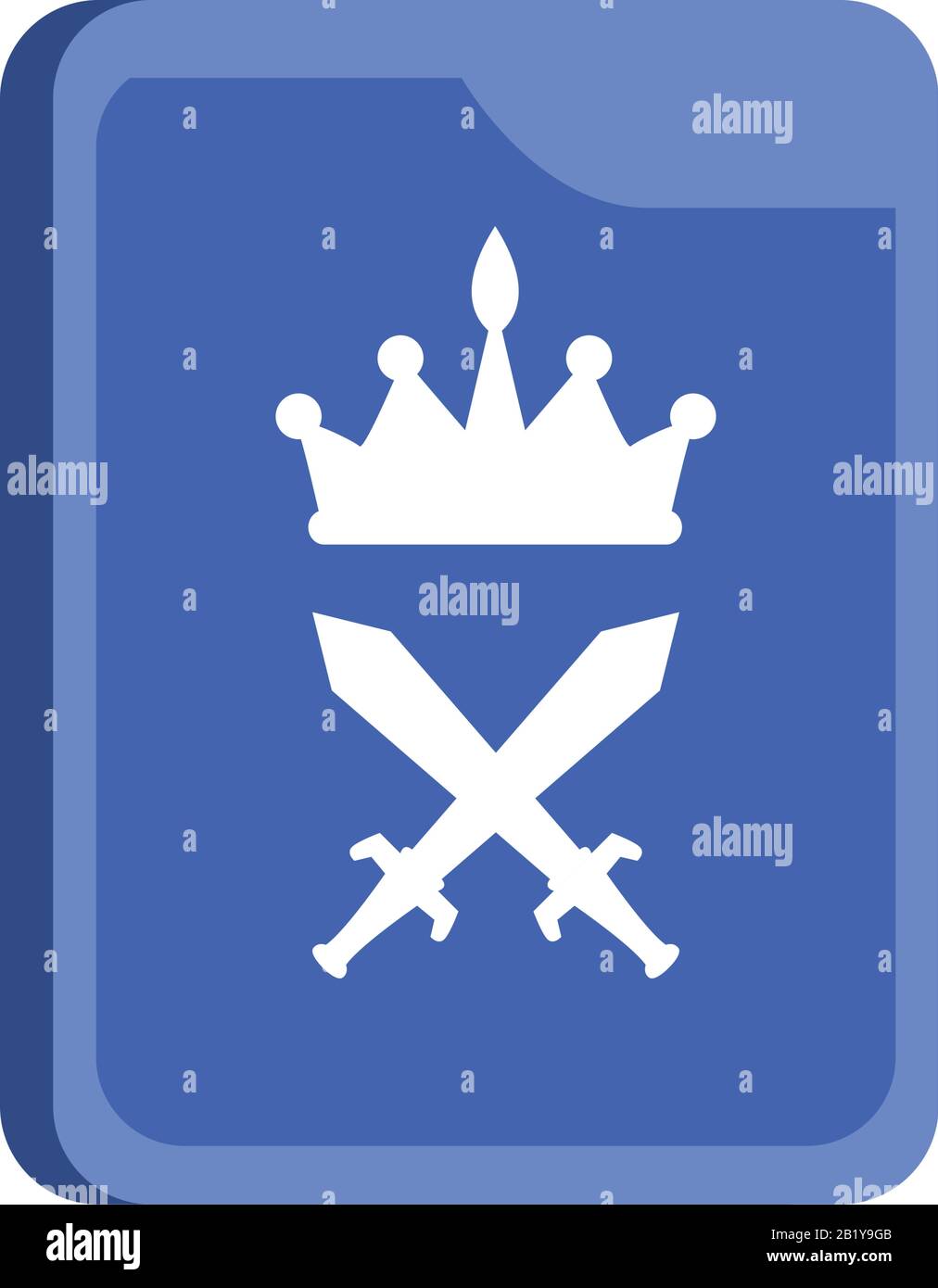 portable console with crown and swords line style icon design ...