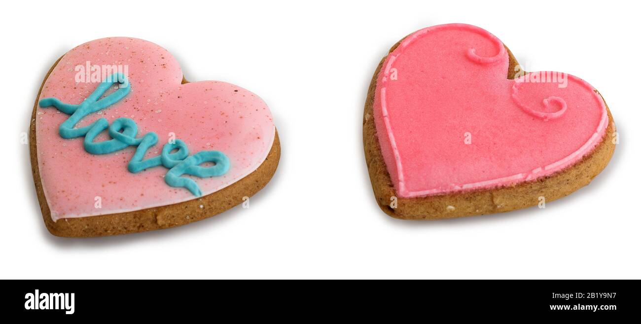 cookies heart baking isolated on white background with clipping path ...