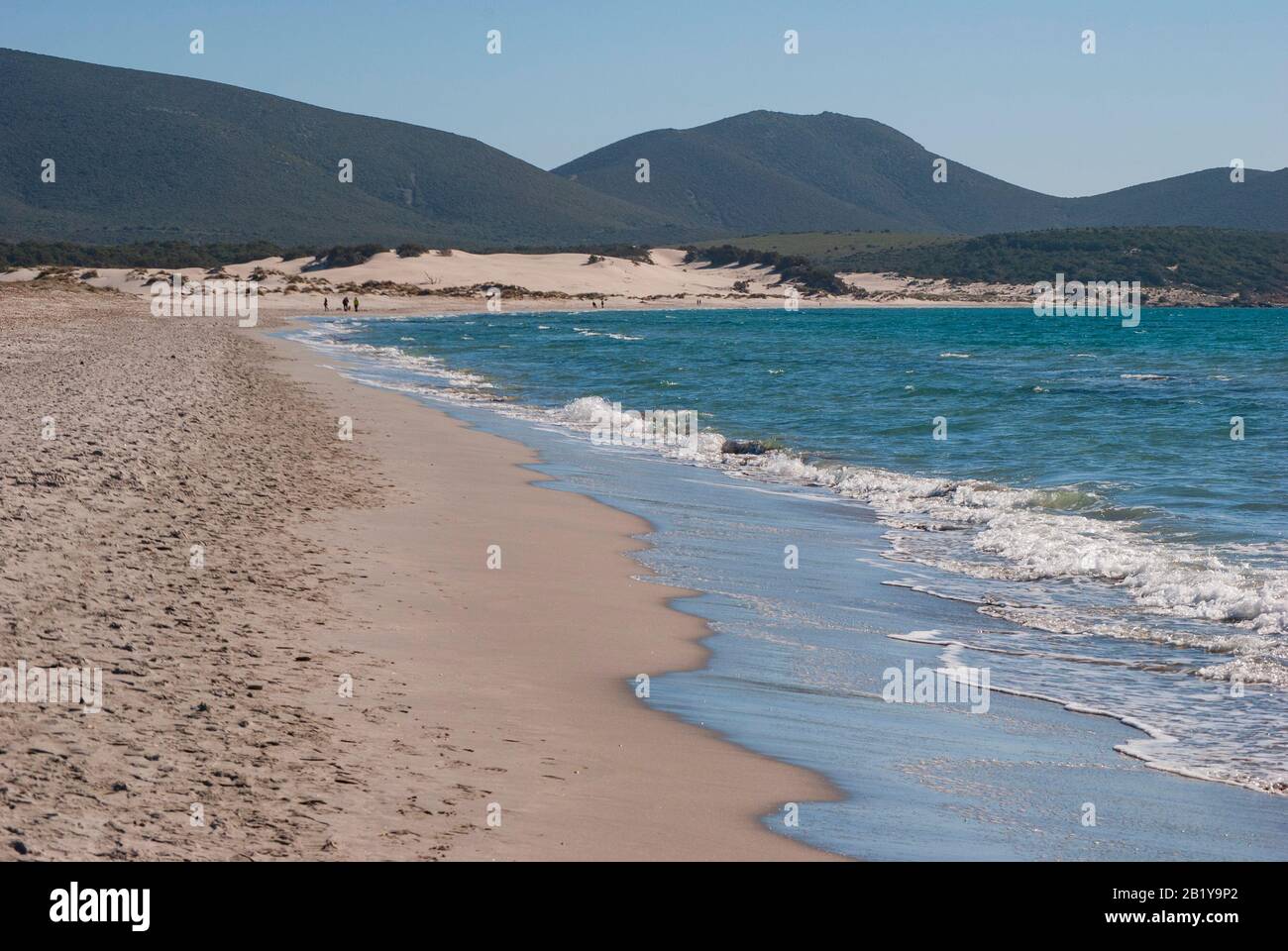 View of Porto Pino beach Stock Photo - Alamy
