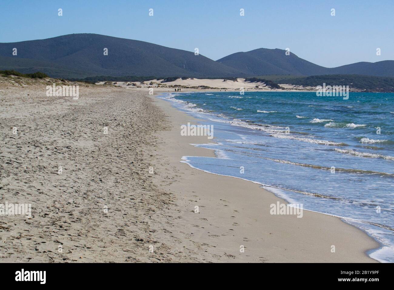 View of Porto Pino beach Stock Photo - Alamy