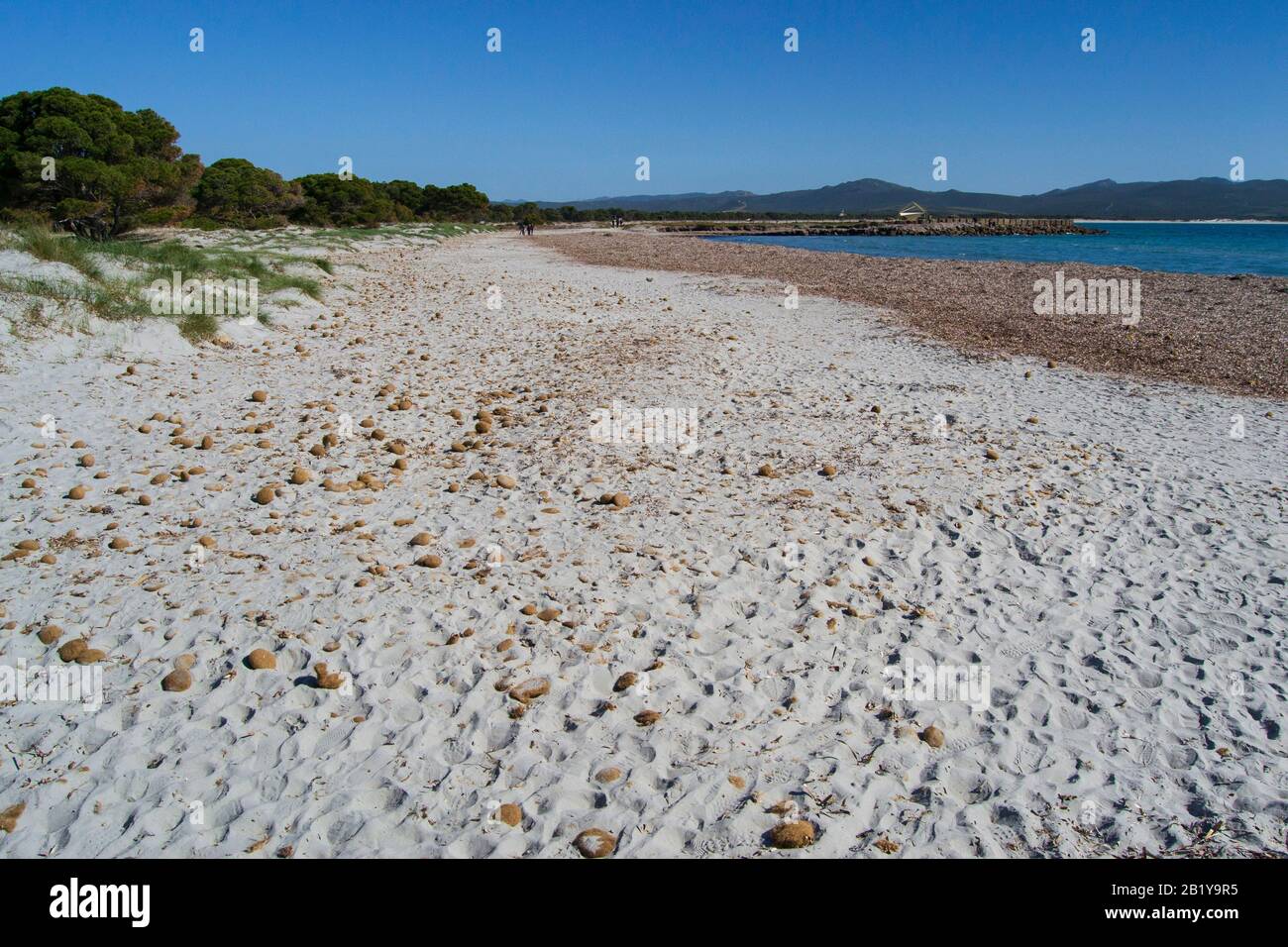View of Porto Pino beach Stock Photo - Alamy