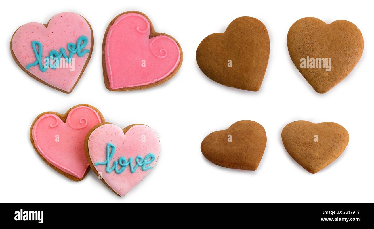 cookies heart baking isolated on white background with clipping path ...