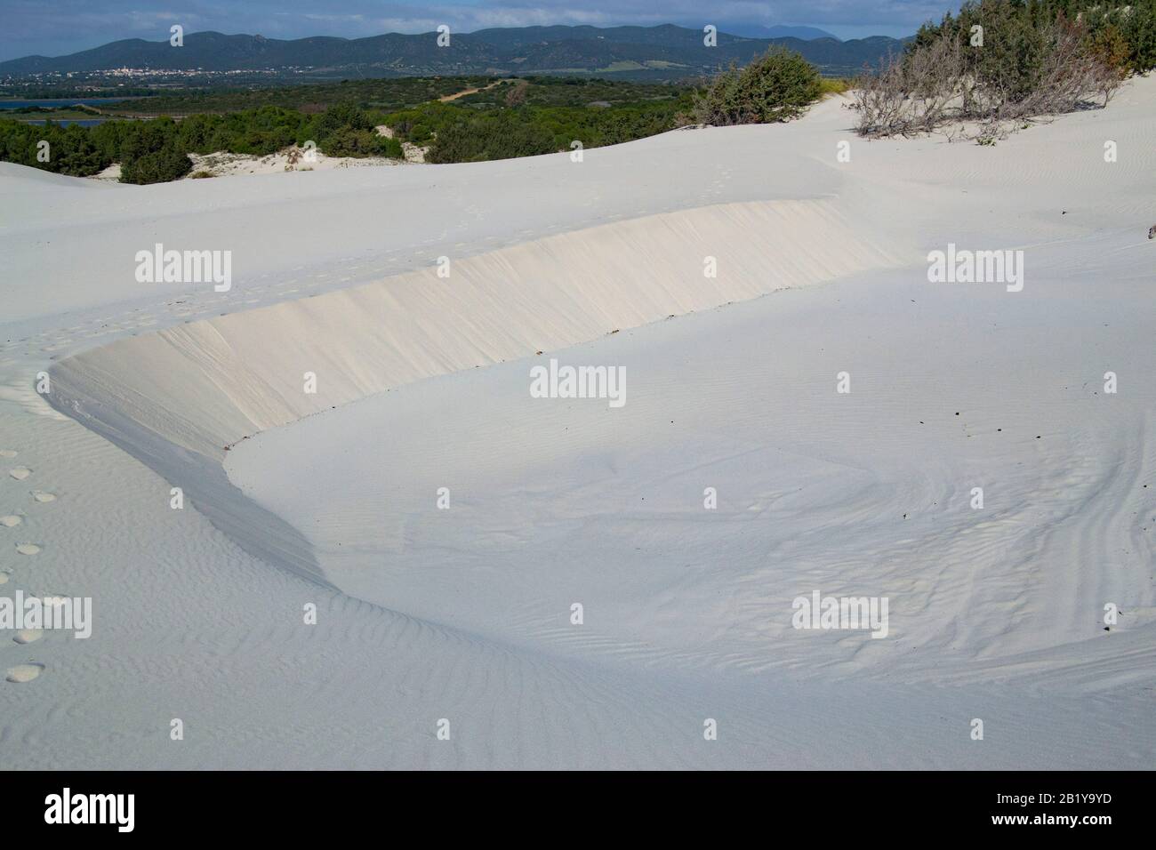 View of white dunes of Is Arenas Biancas, Teulada Stock Photo - Alamy