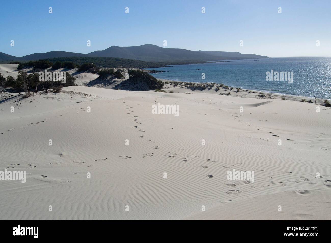 View of white dunes of Is Arenas Biancas, Teulada Stock Photo - Alamy