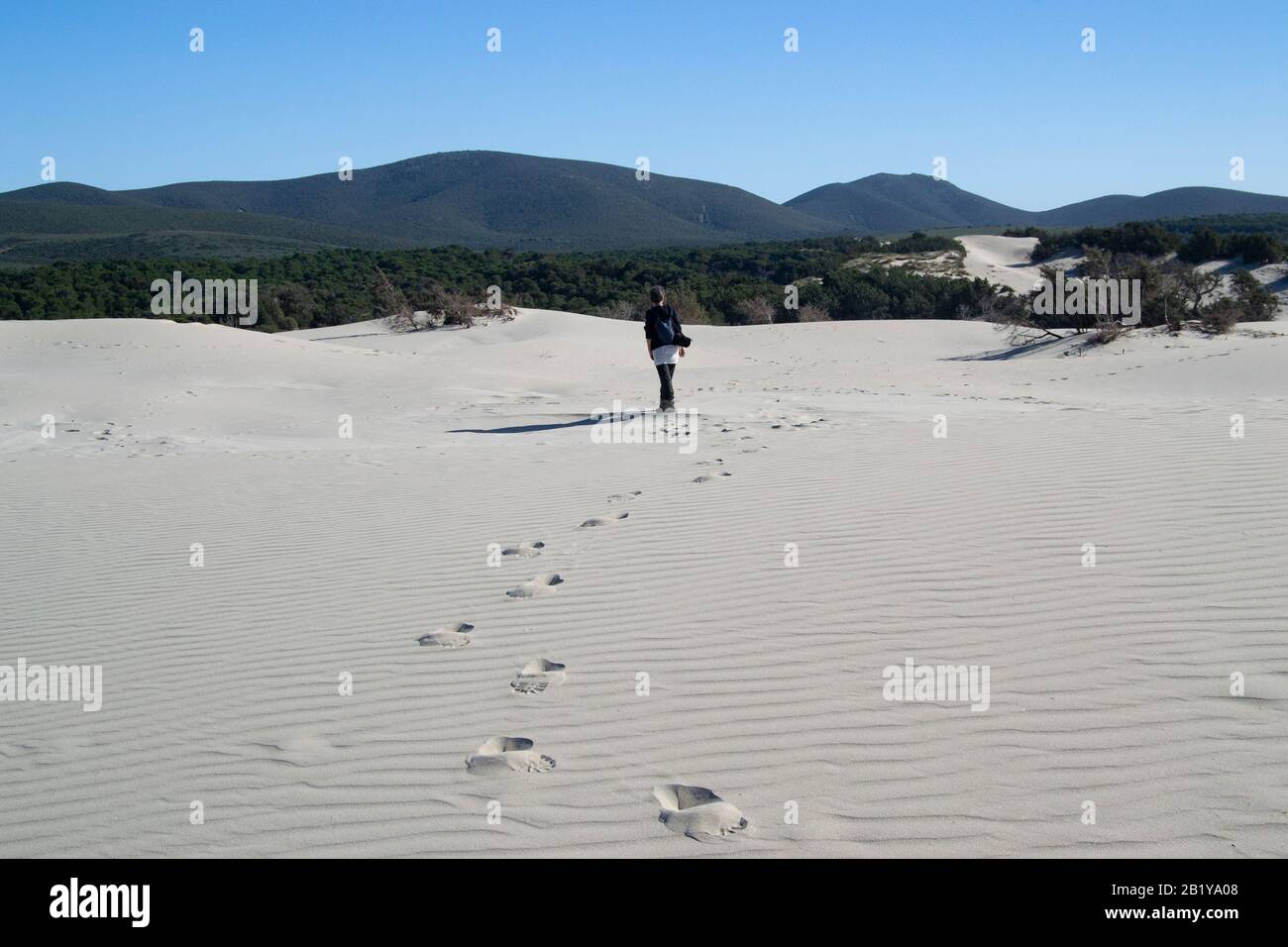 View of white dunes of Is Arenas Biancas, Teulada Stock Photo - Alamy