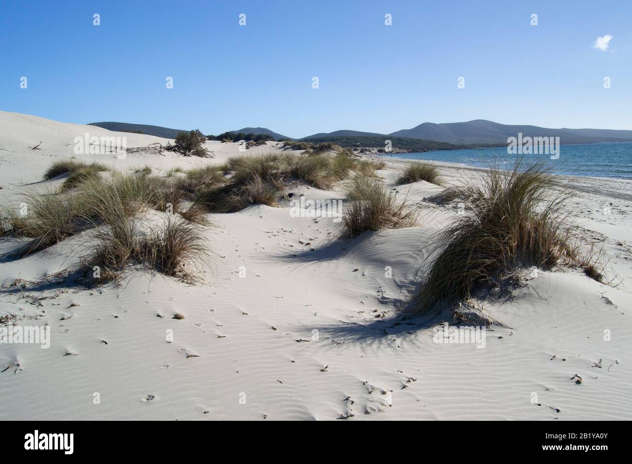 View of white dunes of Is Arenas Biancas, Teulada Stock Photo - Alamy