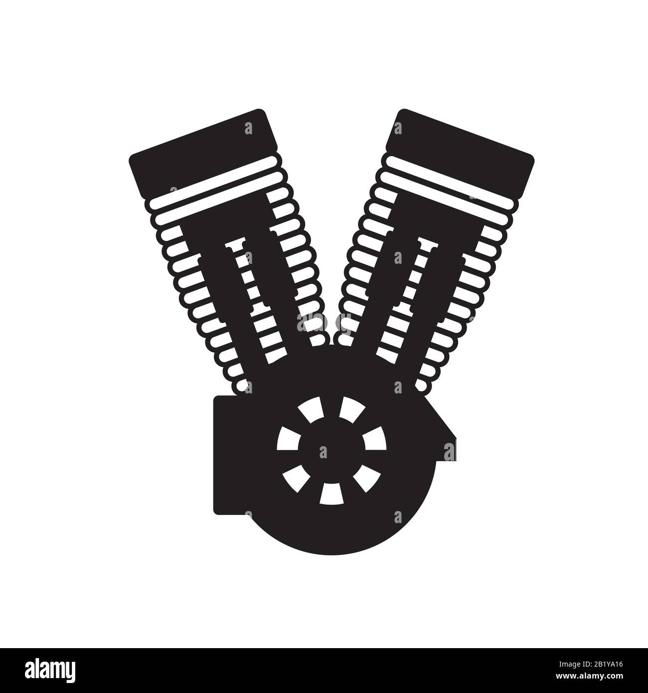 Symbol silhouette of a motorcycle engine on a white isolated background ...