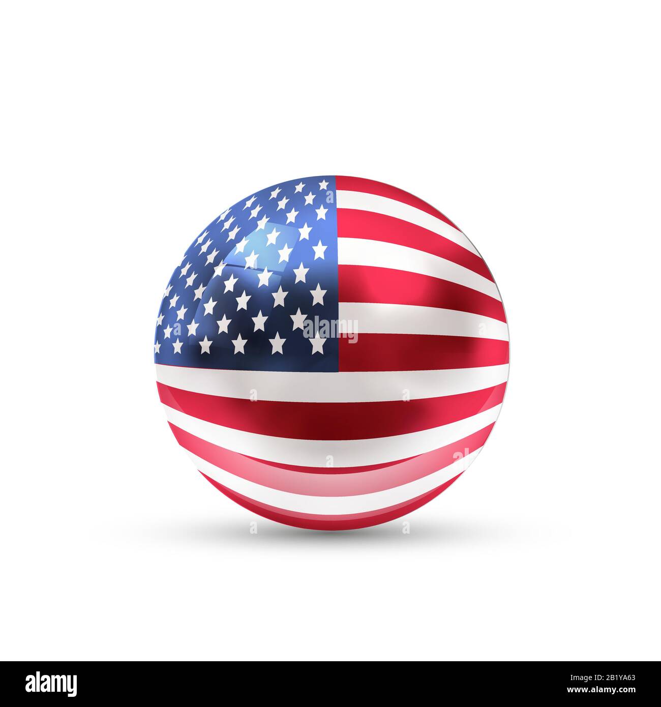 USA flag projected as a glossy sphere on a white background Stock ...