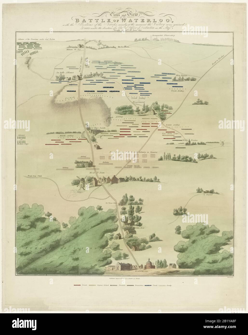 Map And View Of The Battle Of Waterloo High Resolution Stock ...