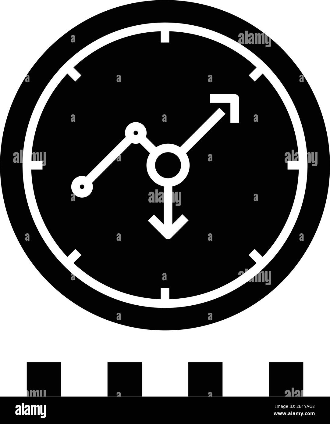 Clock timer black icon, concept illustration, vector flat symbol, glyph ...