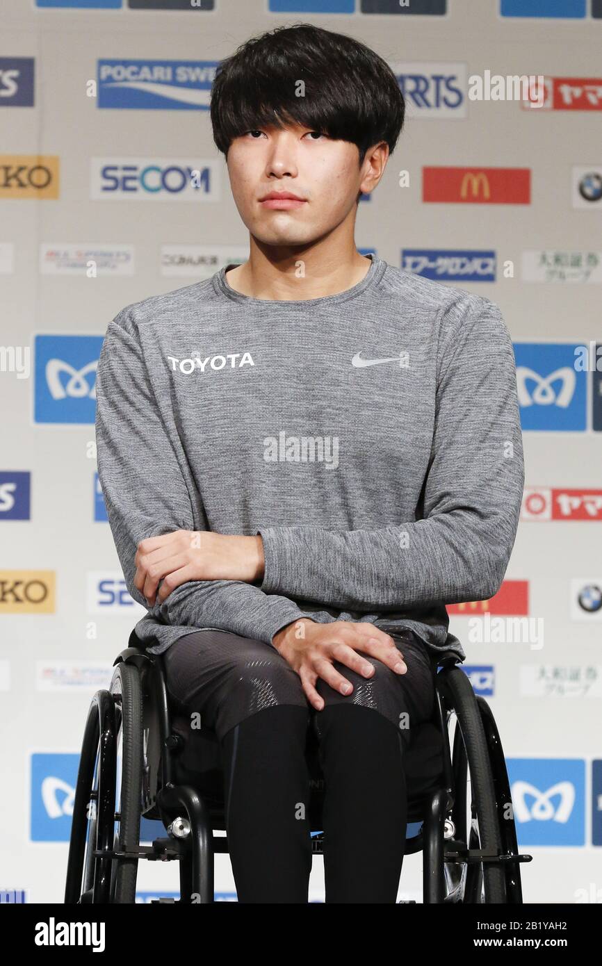 February 28, 2020, Tokyo, Japan: Japanese wheelchair athlete Tomoki Suzuki attends a press ...