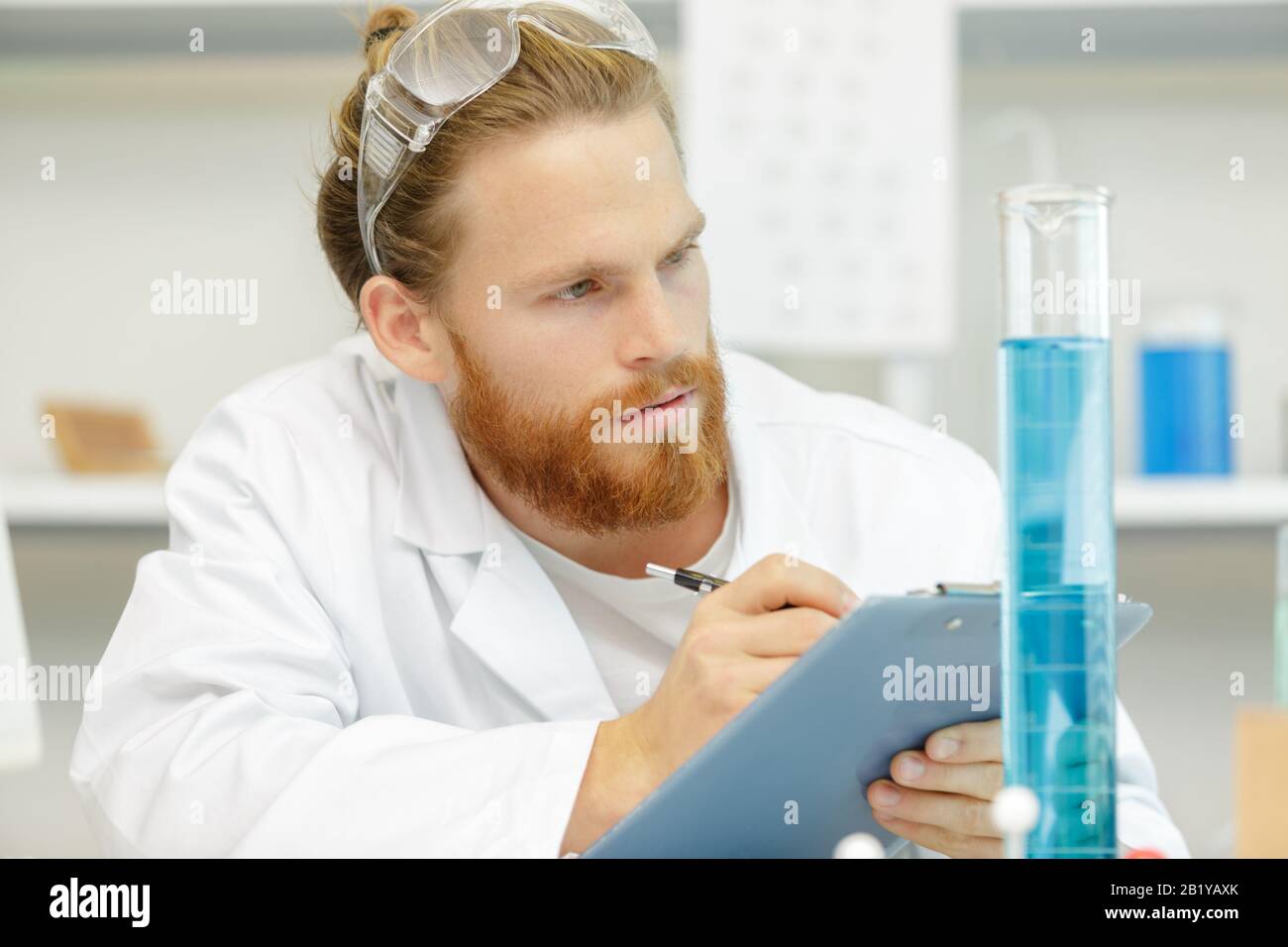 male scientist during work at modern biological laboratory Stock Photo ...