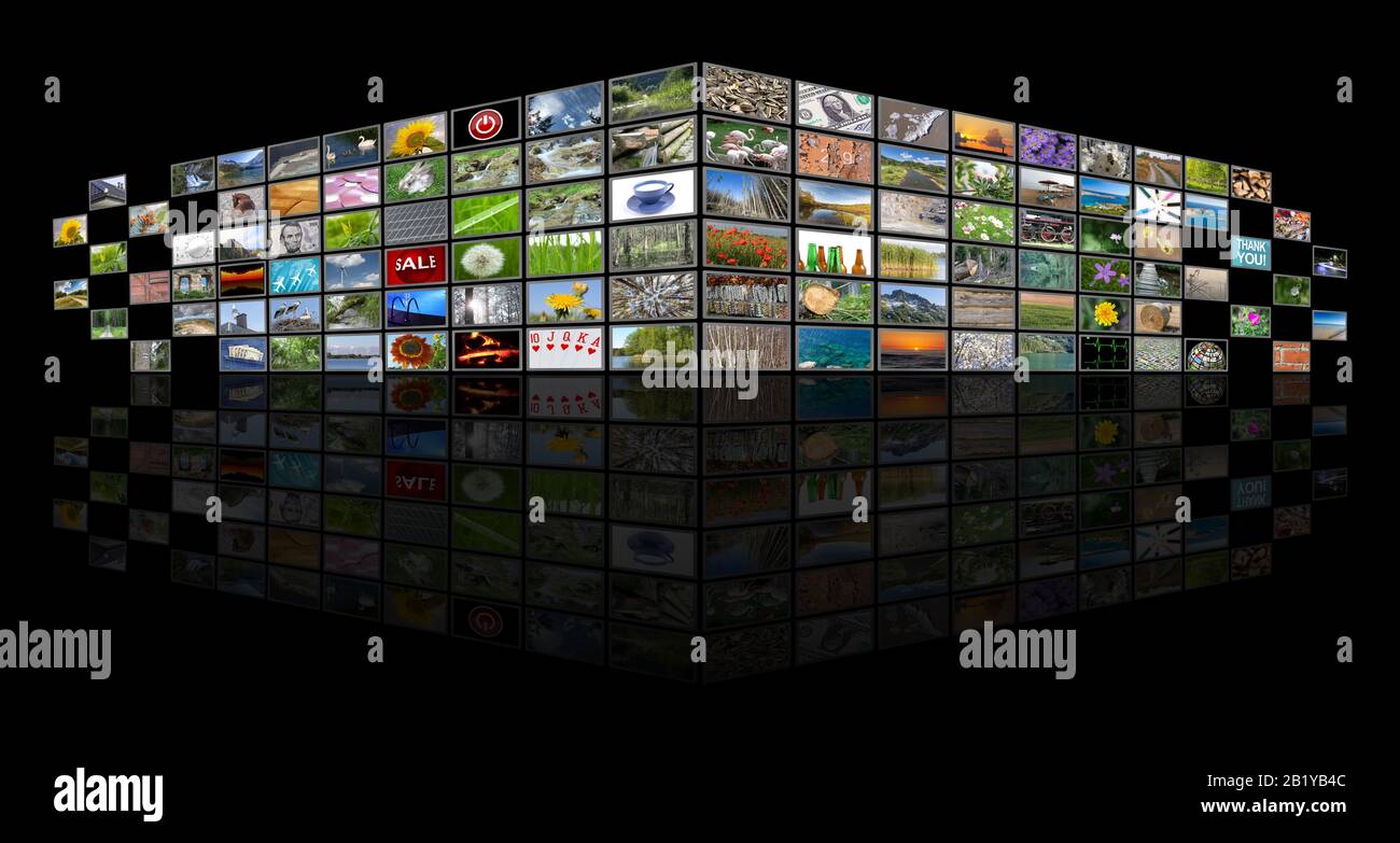 Multimedia, television and internet concept illustration, tv news ...