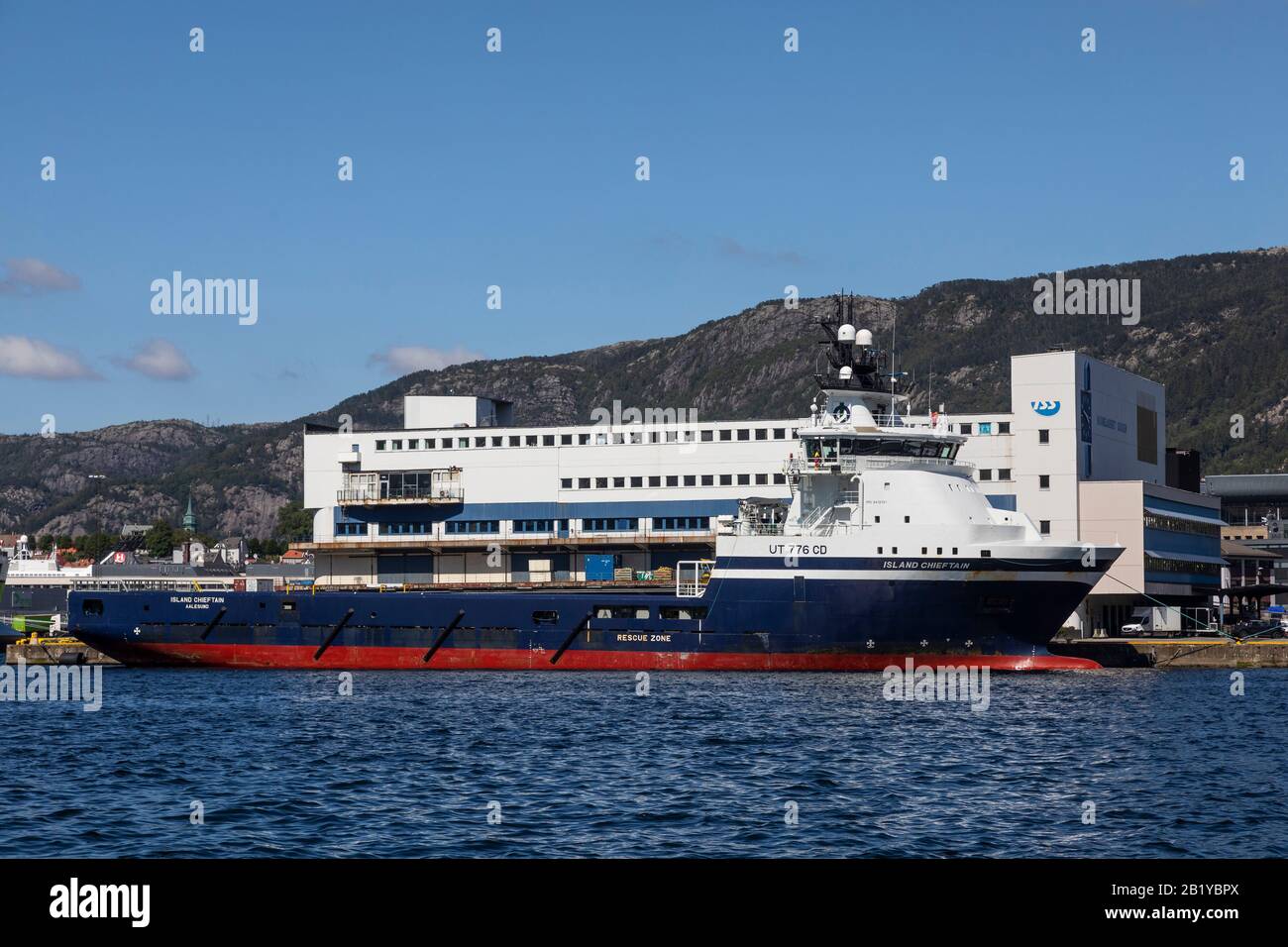 Offshore PSV platform supply vessel Island Chieftain moored in the port ...