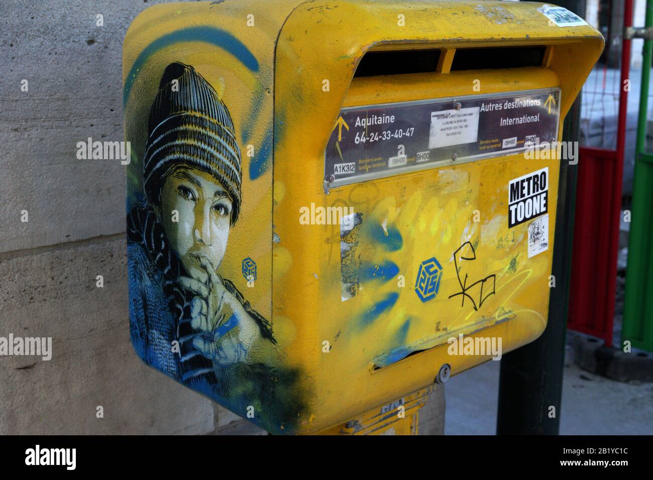 FRENCH LETTER BOX WITH A STREET ART PAINTING - LETTER BOX - YELLOW ...