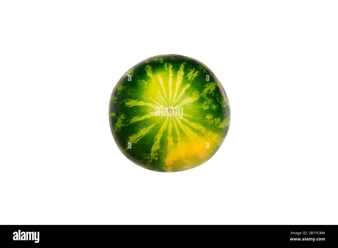 Bottom of watermelon isolated on a white background. Yellow footprint ...