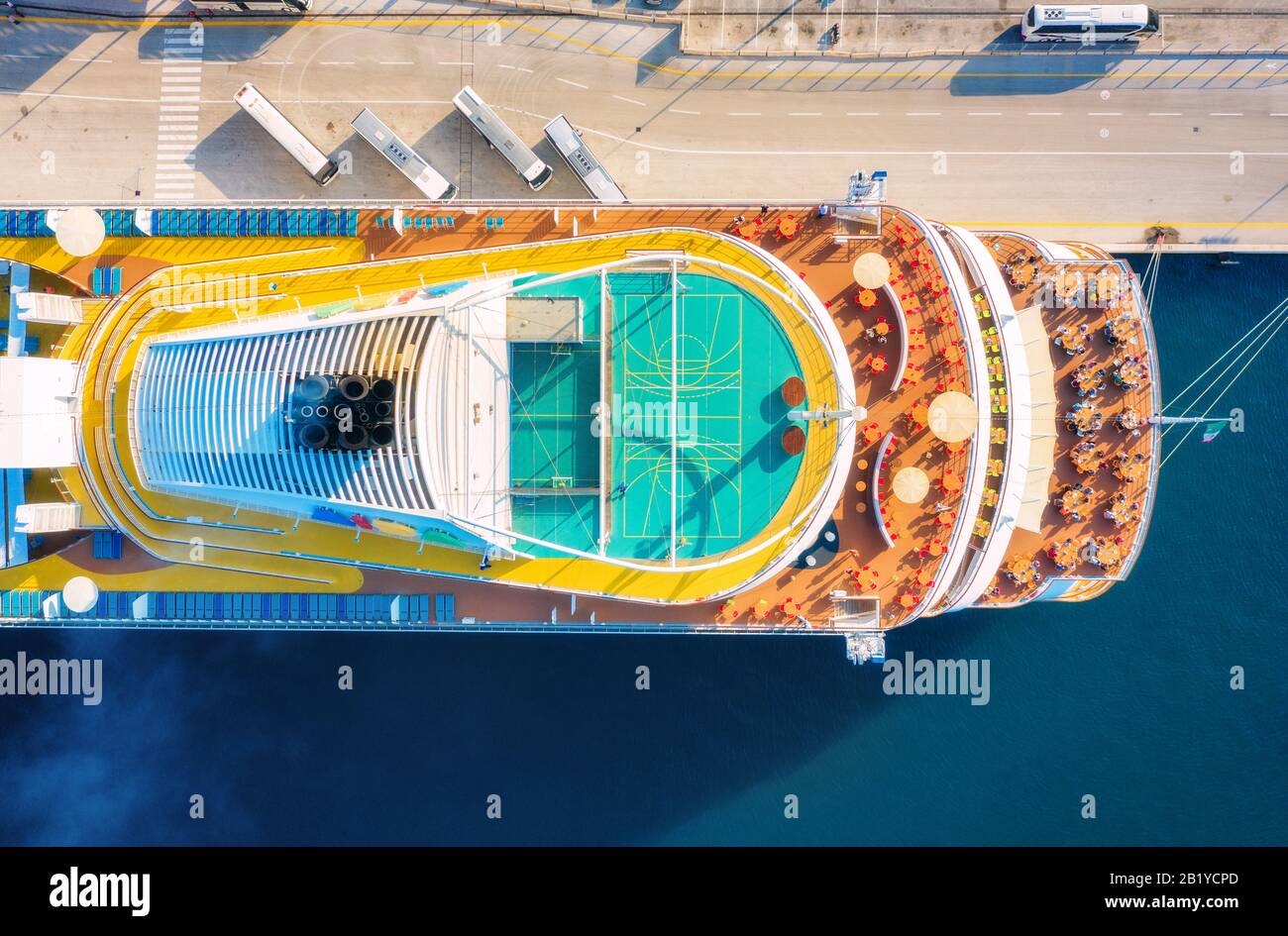Aerial view of luxury cruise liner. Top view Stock Photo - Alamy