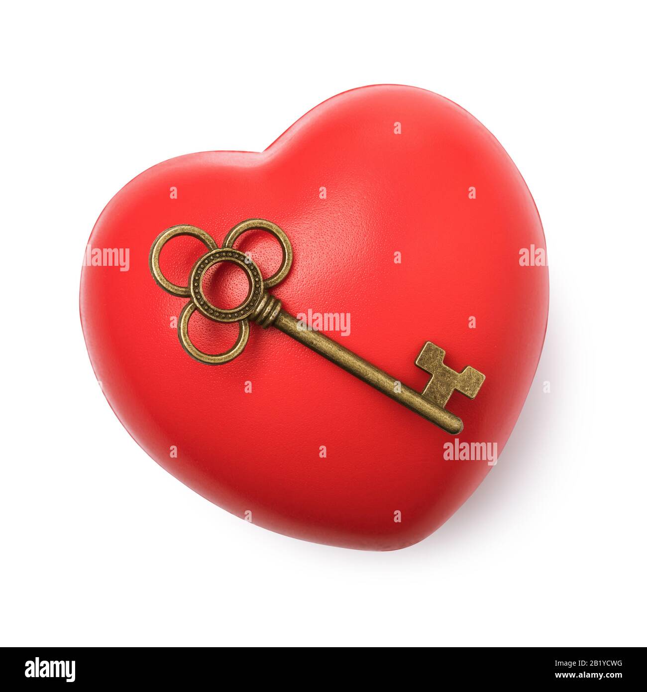 The concept on the theme of the key to the heart, isolated on white ...
