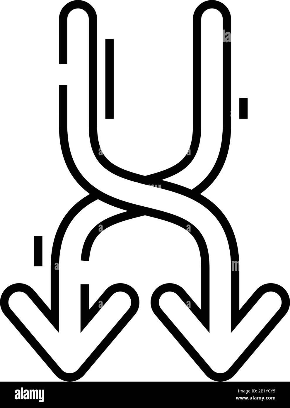 Intersecting directions line icon, concept sign, outline vector ...