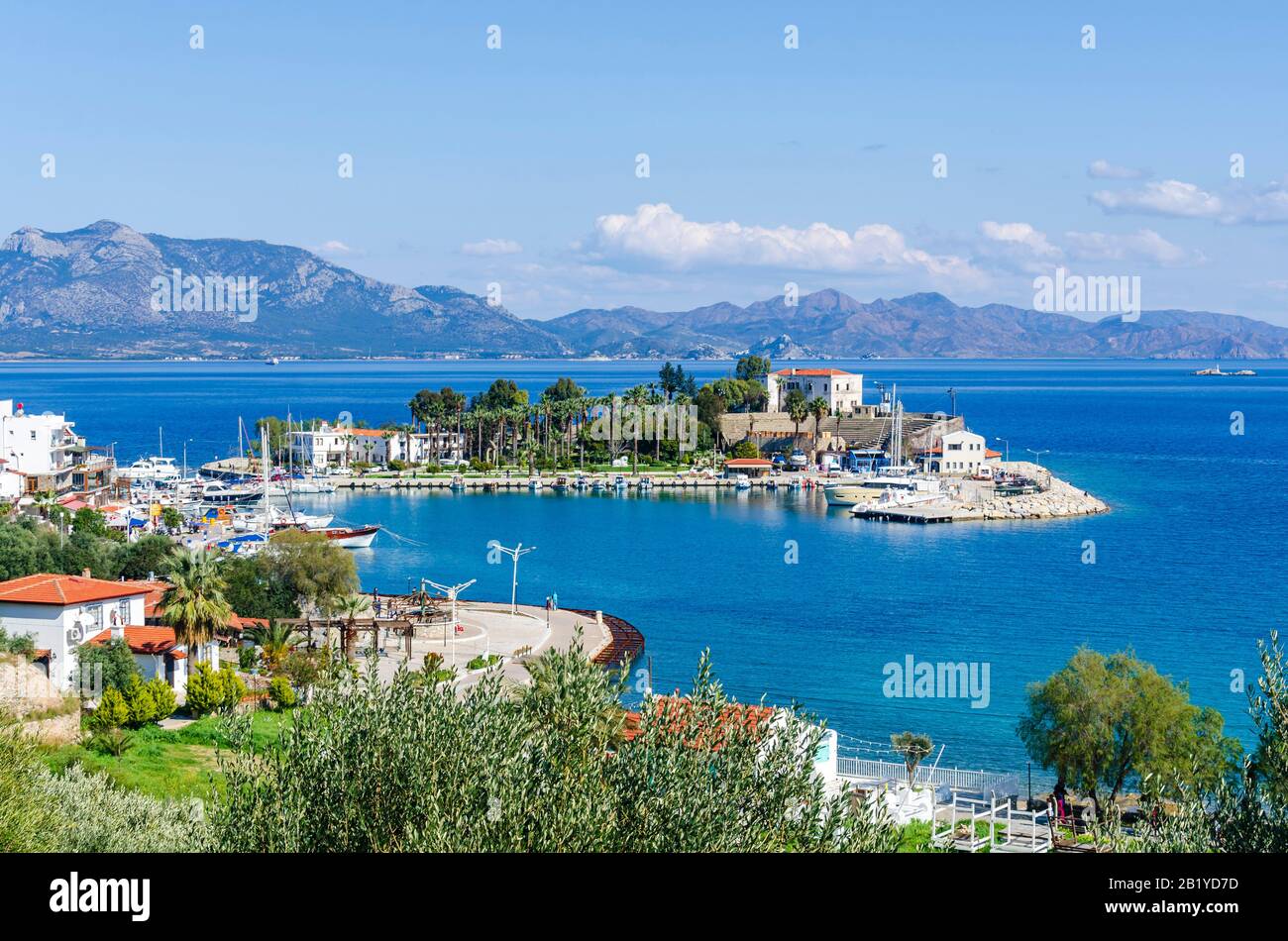 A beautiful view from the harbor of Datca, Mugla. Turkey Stock Photo ...