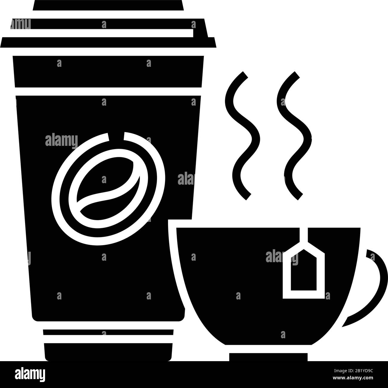 Coffee and tea black icon, concept illustration, vector flat symbol ...