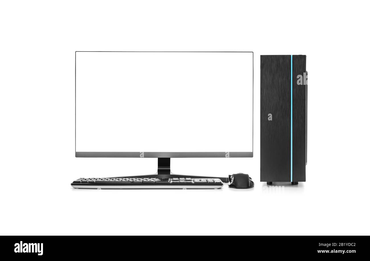 Desktop PC on white background Stock Photo - Alamy