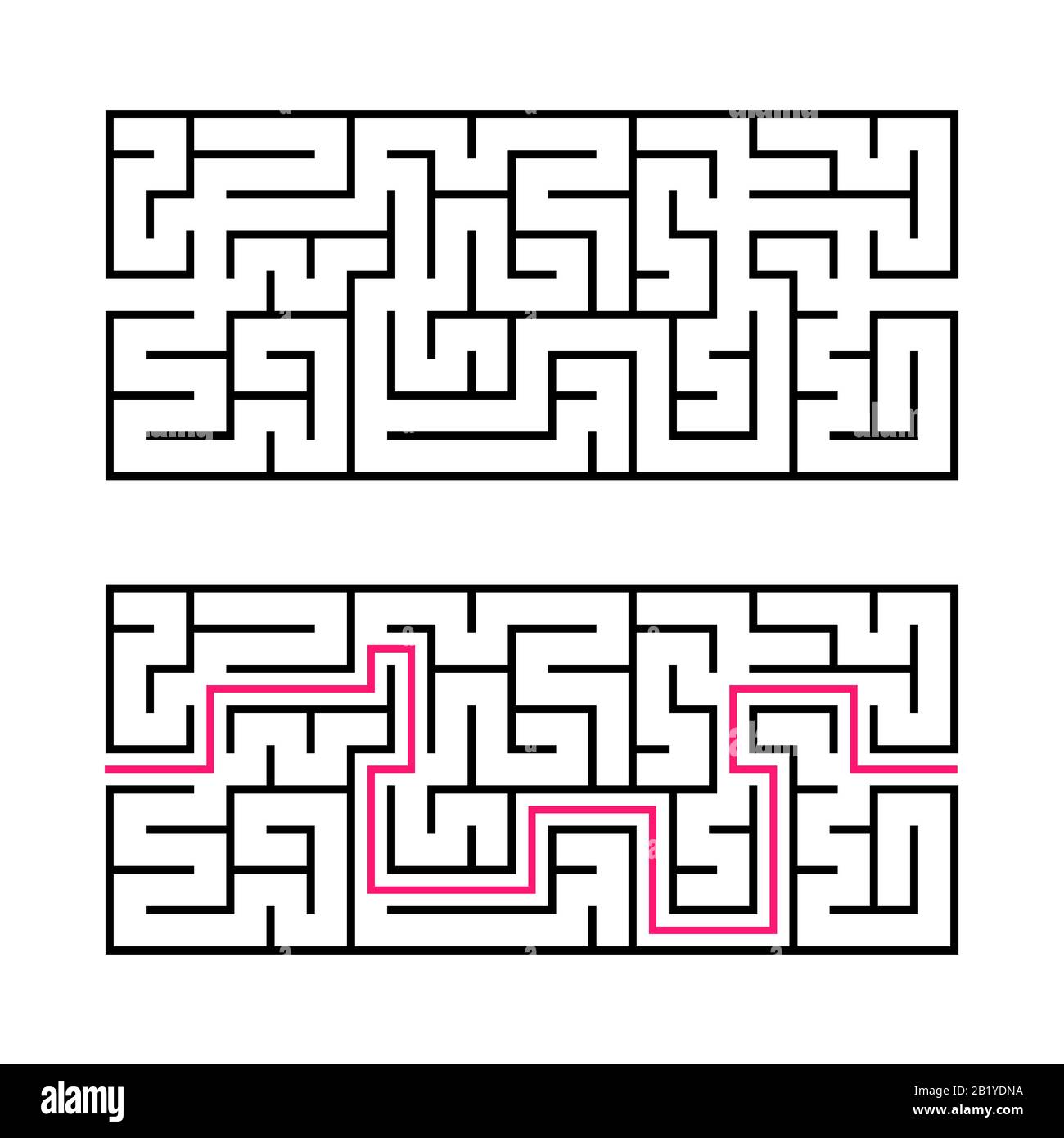 Rectangular labyrinth with a black stroke. A game for children. Simple ...