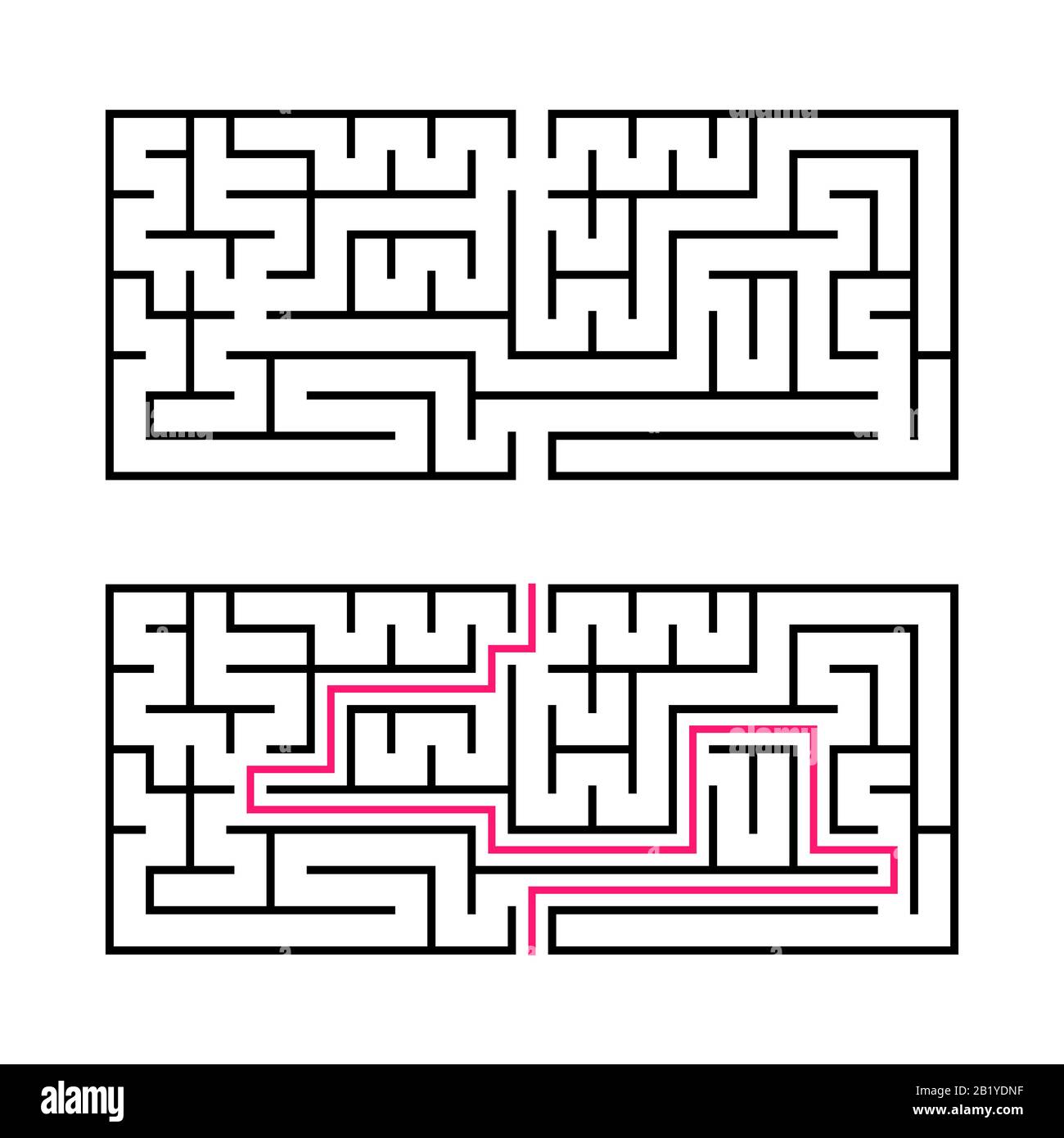 Rectangular labyrinth with a black stroke. A game for children. Simple ...