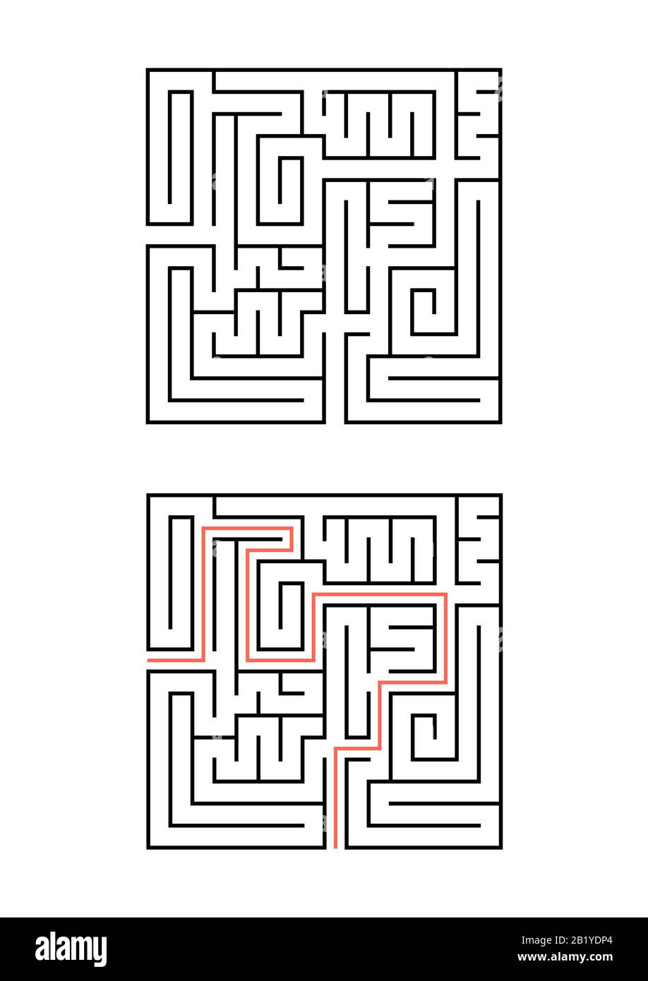 A square maze for children. Simple flat vector illustration isolated on ...