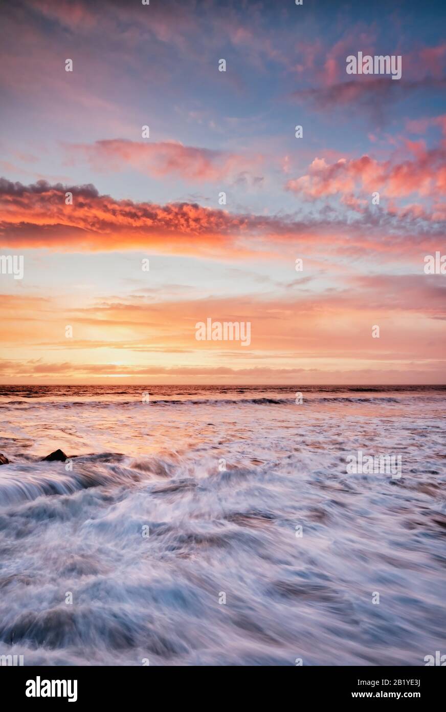 Dramatic romantic sunset skies over North Devon, beach, coast, coastal ...