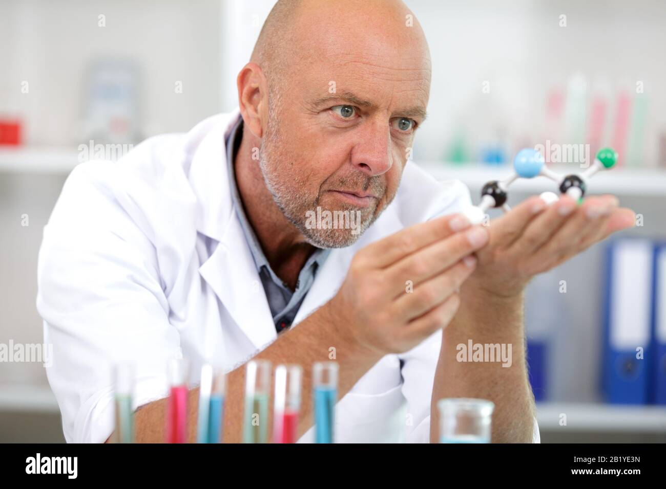 scientist with model in lab Stock Photo - Alamy