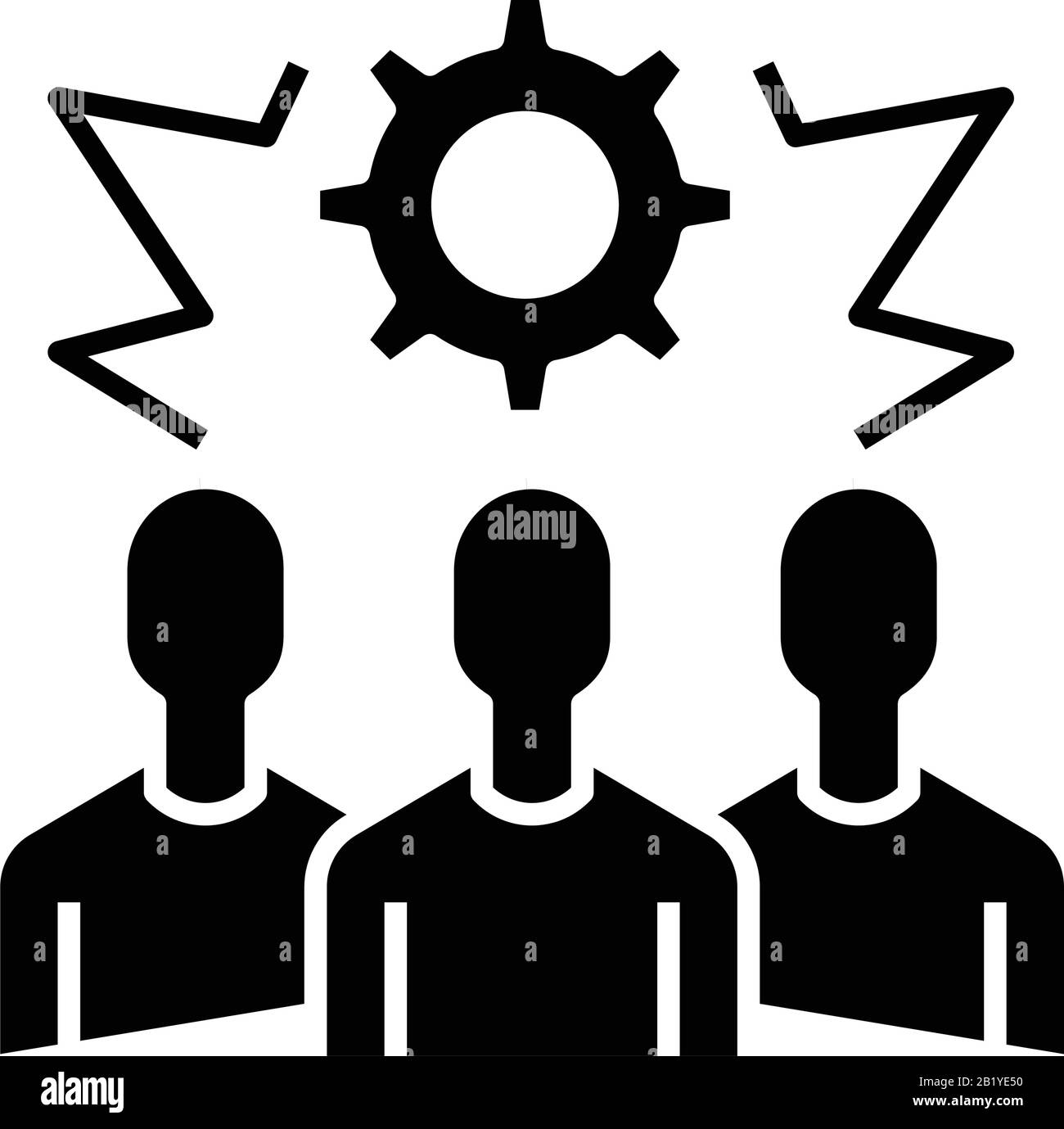 Collective strength black icon, concept illustration, vector flat ...