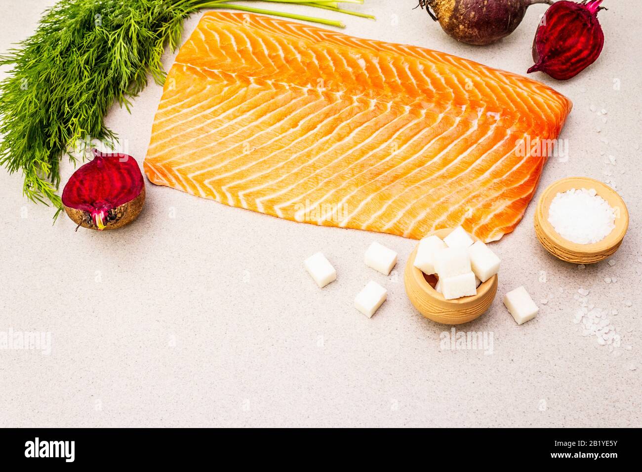 Gravlax, traditional scandinavian cooking salmon. Fresh raw ingredients ...