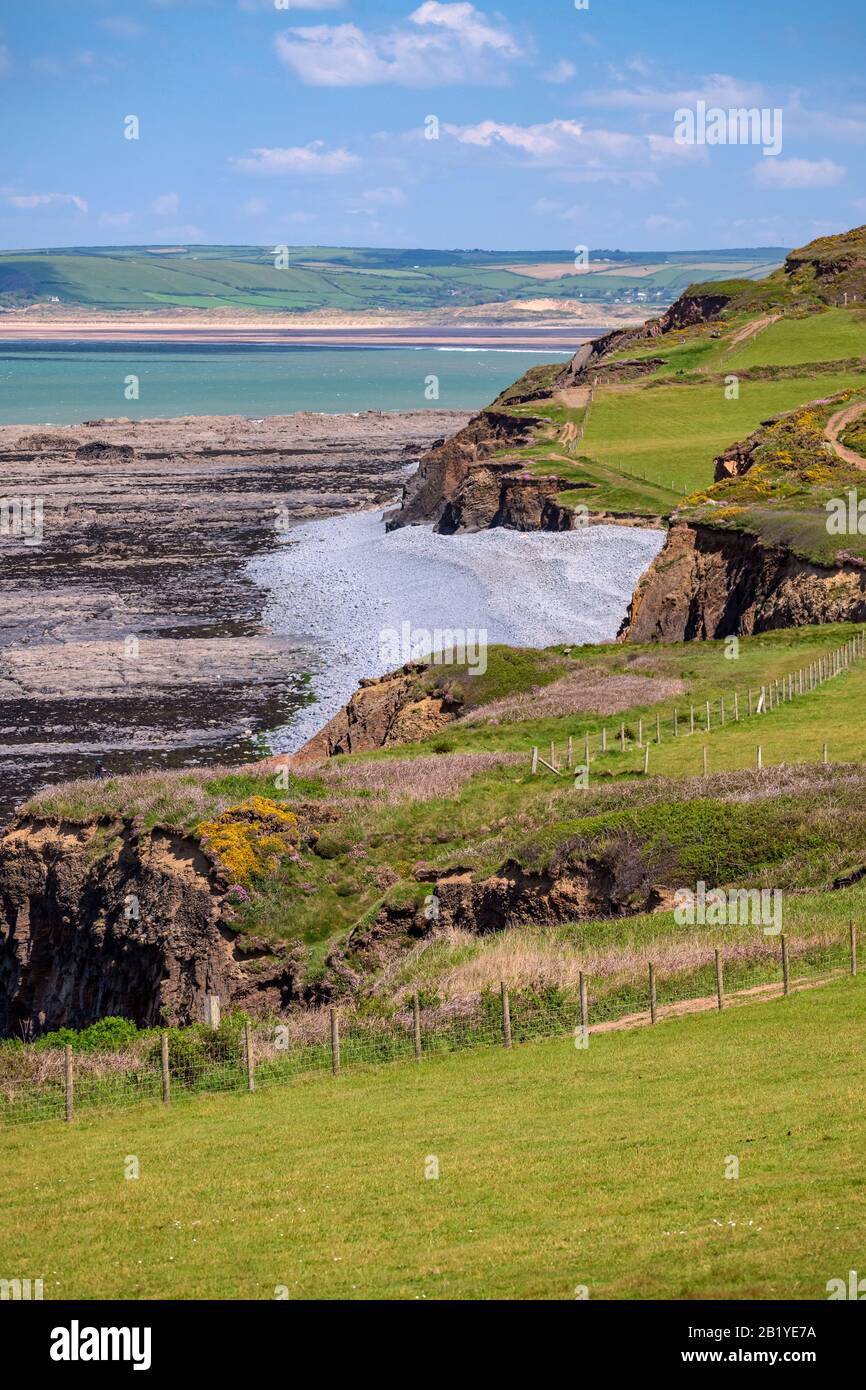 South West coastal path with walks towards Abbotsham Cliffs, on the ...