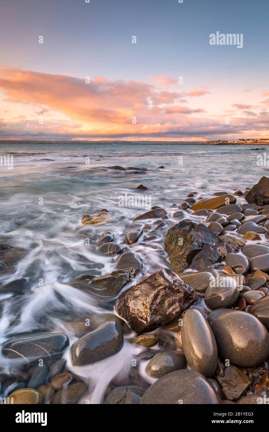 Dramatic romantic sunset skies over North Devon, beach, coast, coastal ...